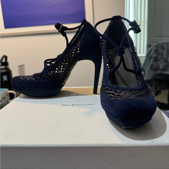 Balenciaga | Shoes | Balenciaga Scrape Pelle Sgomma Blue Leather Suede ...